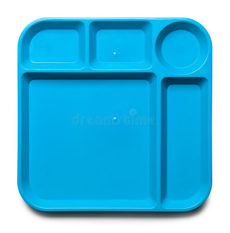 Blue Food Tray stock image. Image of view, food, school - 305794889