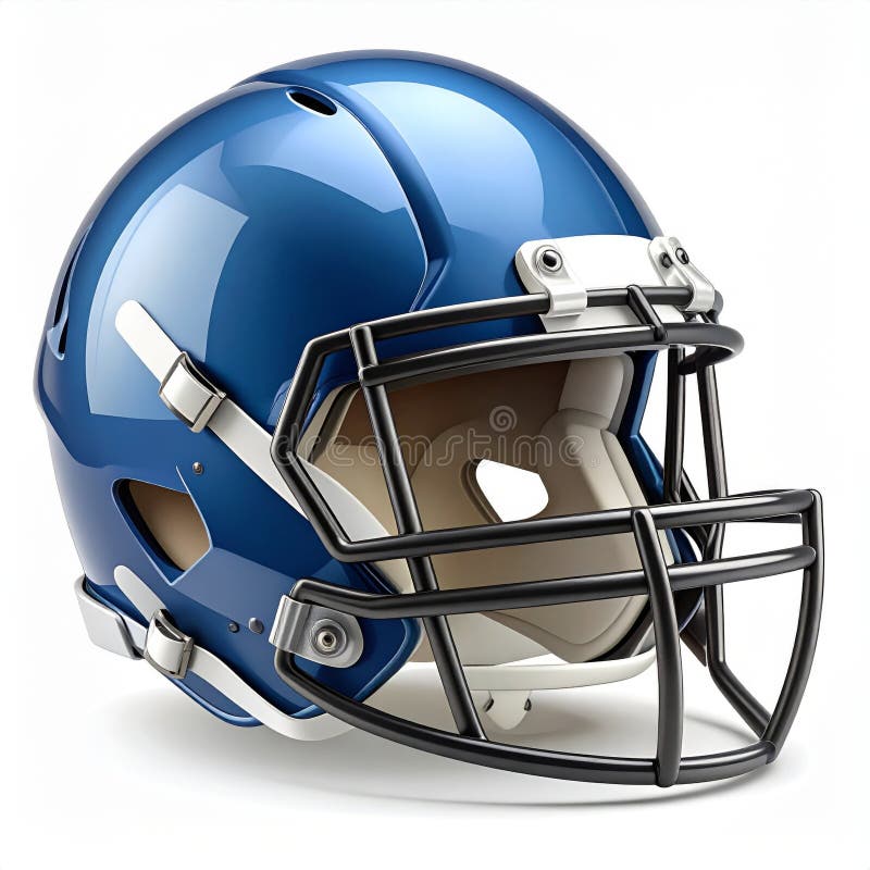 Blue Football Helmet with Black Facemask on White Background Stock ...