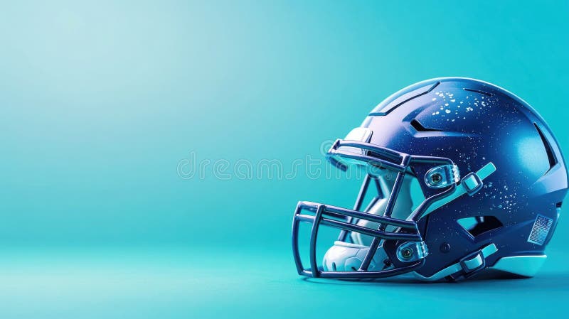 Blue Football Helmet with Metallic Star Pattern on Turquoise Background ...