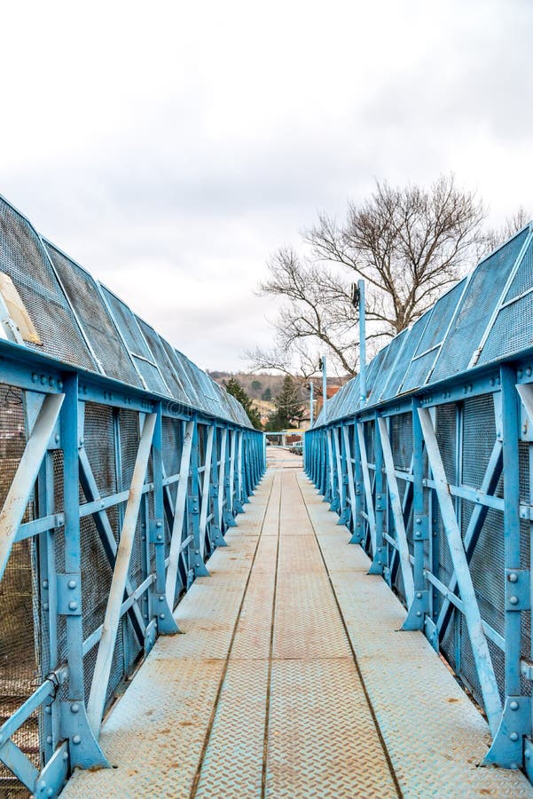 Blue Footbridge Over Railroad Stock Photos - Free & Royalty-Free Stock ...
