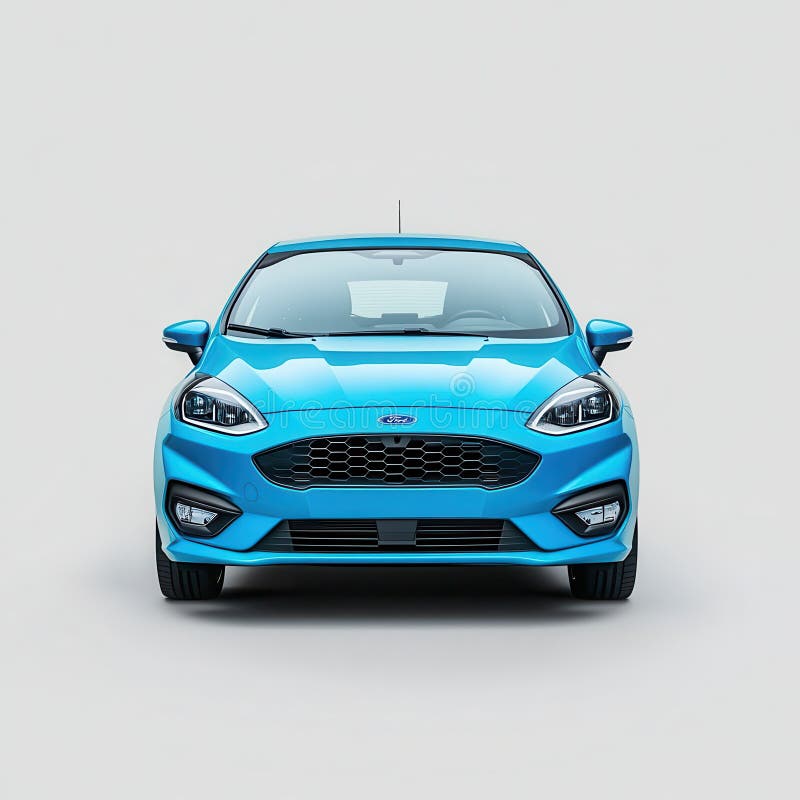Blue Ford Fiesta Front View Modern Car Design Stock Illustration ...