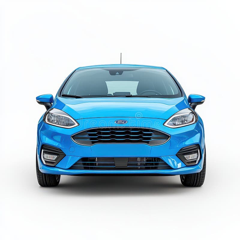 Blue Ford Fiesta Front View Studio Shot New Car Model Stock ...