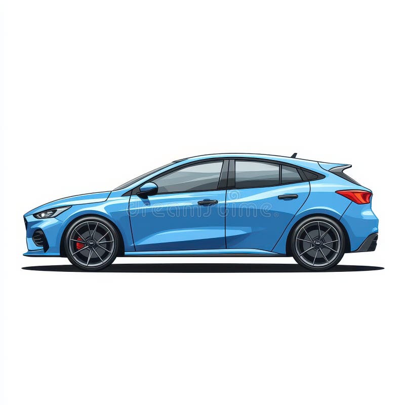 Blue Ford Focus ST Hatchback Profile View Sporty Car Design Stock ...