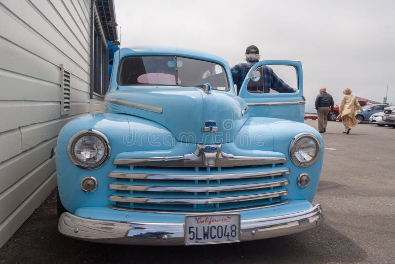 Blue Ford Super Deluxe on San Francisco Pier. Editorial Stock Photo ...