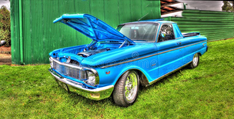 Blue Ford ute editorial stock photo. Image of drive, restored - 59534663