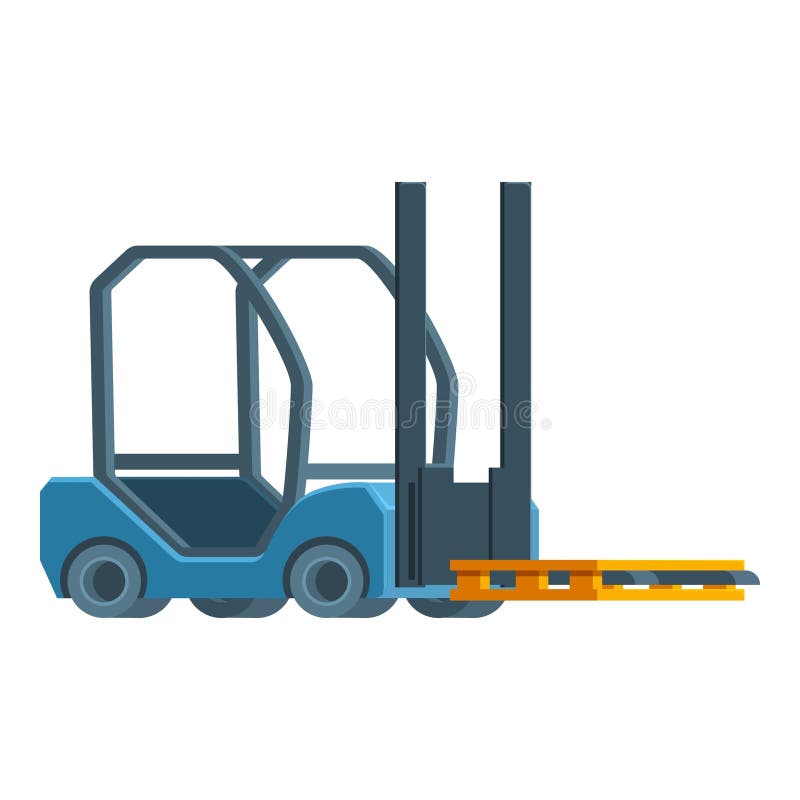 Blue Forklift is Lifting Pallet with Wooden Box Stock Illustration ...