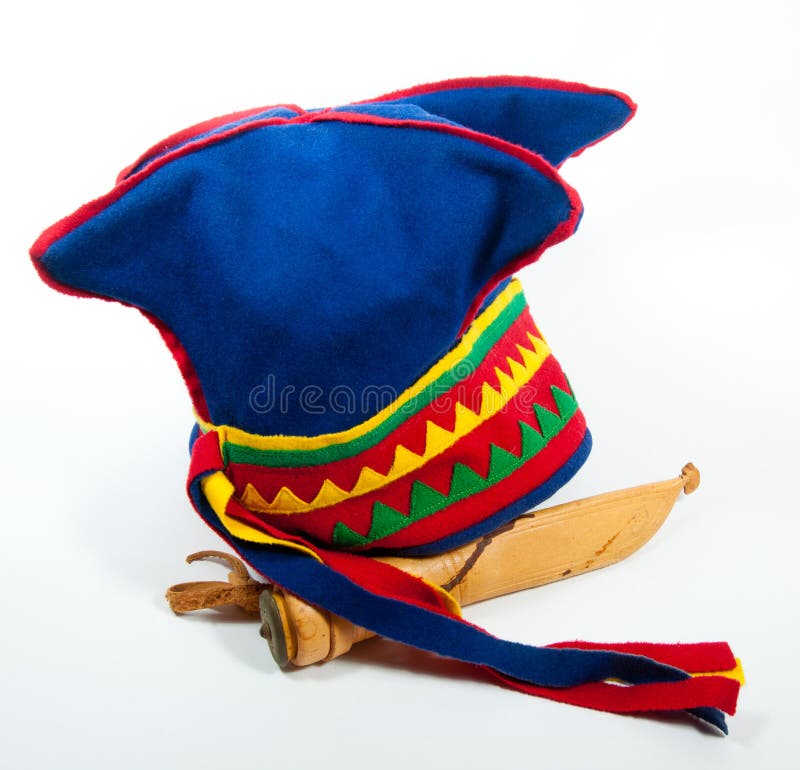Blue Four Winds Hat with a Knife from Lappland Stock Photo - Image of ...