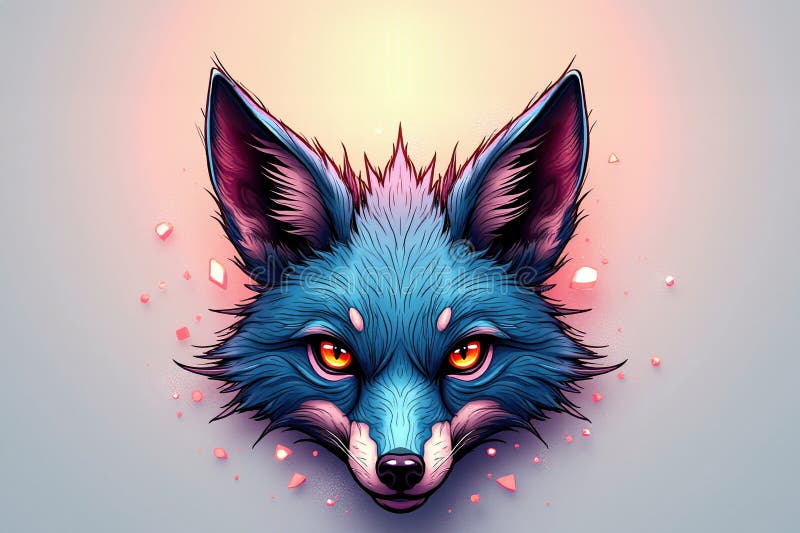 Blue Fox with Red Eyes stock illustration. Illustration of digital ...