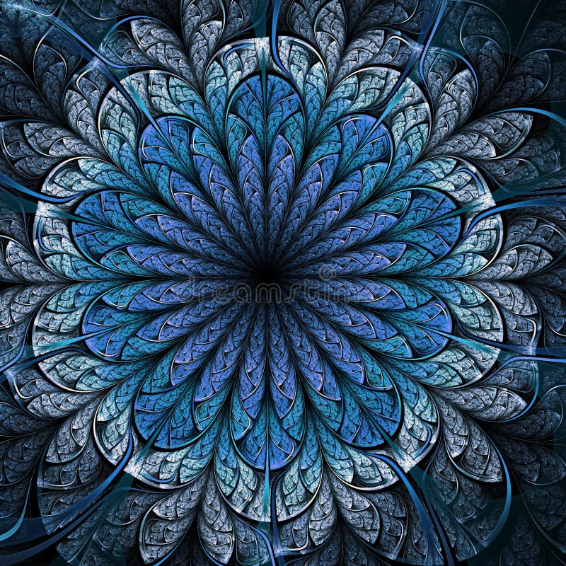 Blue Fractal Flower Stock Illustration Illustration Of Concept 128538243