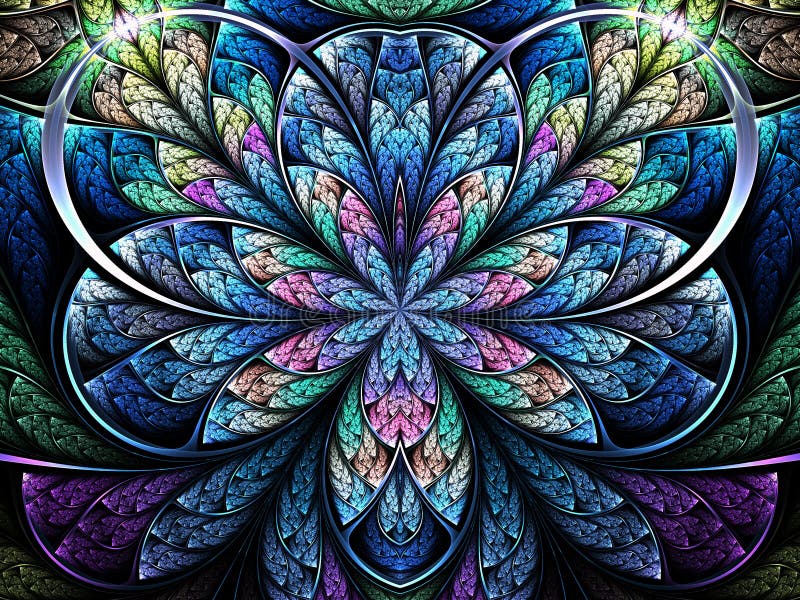 Blue Fractal Flower Stock Illustration Illustration Of Flower 135471468