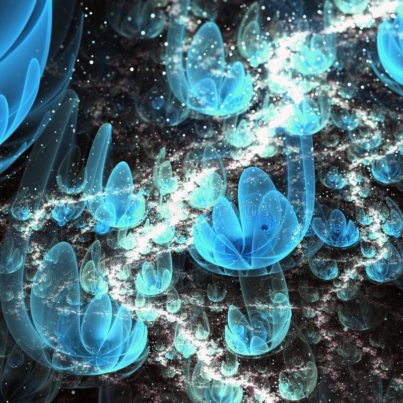 Blue Fractal Flower Field Stock Illustration Illustration Of Elegant