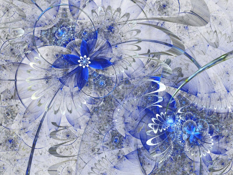 Blue Fractal Flowers Stock Illustration Illustration Of Abstract