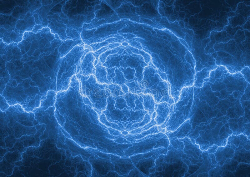 Blue Fractal Lightning Storm Stock Illustration - Illustration of black ...