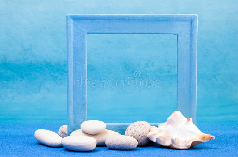 Blue frame stock image. Image of space, frame, pebble - 4888237