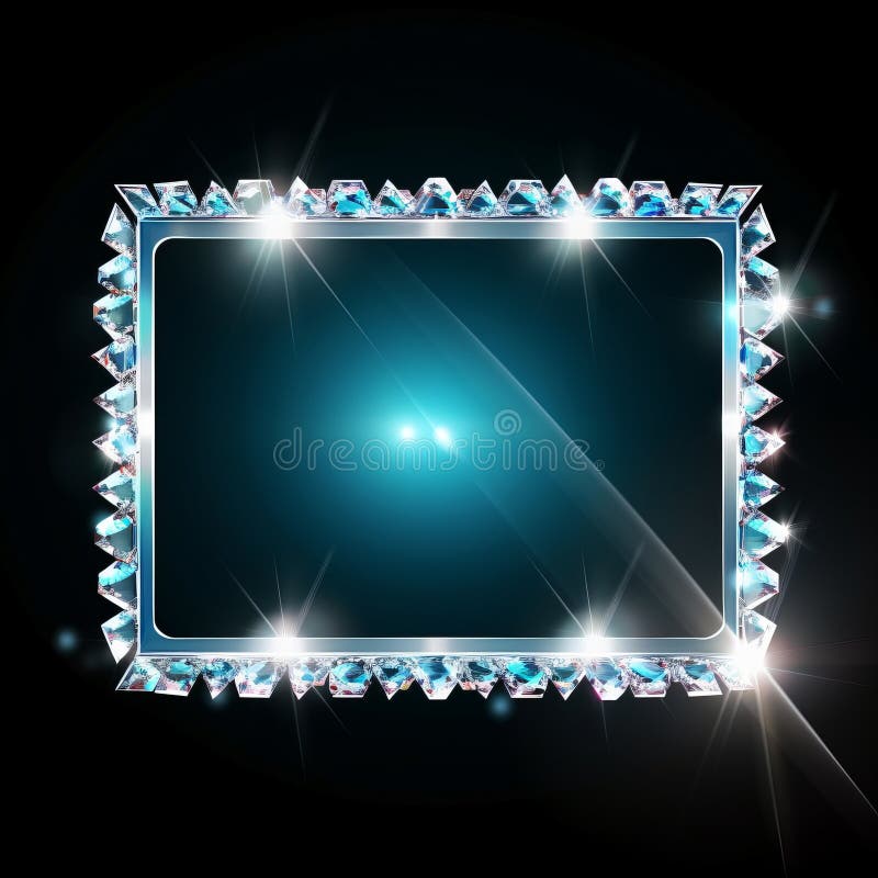 A Blue Frame with Diamonds on a Black Background Stock Illustration ...