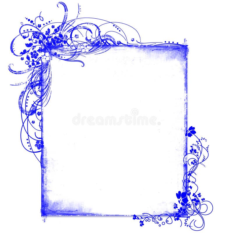 Blue frame floral patterns stock illustration. Illustration of ornament ...