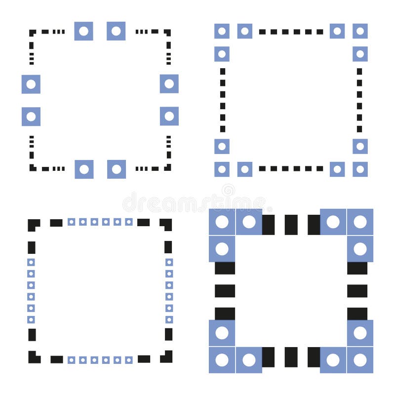Blue Frame Icon. Calm Border Symbol. Grid Pattern Detail. Vector Frame ...