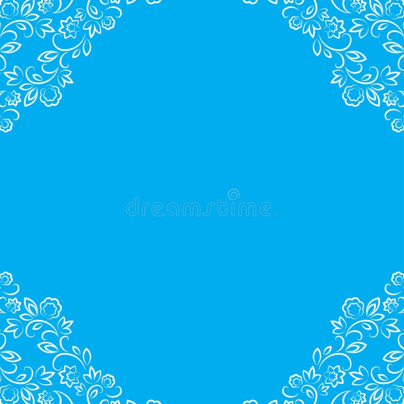 Blue Frame with White Floral Lace Border Stock Vector - Illustration of ...
