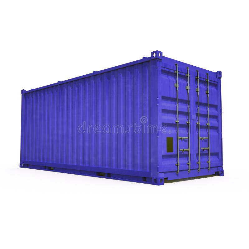 Blue Freight Container. Large Container for a Ship Isolated on a White ...