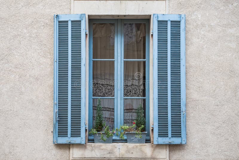 Blue French Windows in Provence Stock Photo - Image of style, beautiful ...