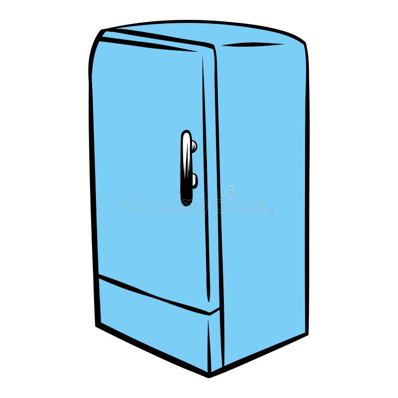 Blue fridge icon cartoon stock vector. Illustration of cooler - 88210411