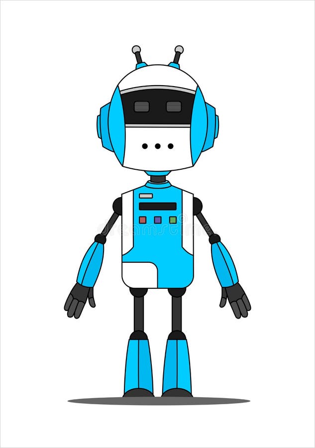 Blue Friendly Android Robot Character Stock Vector - Illustration of ...