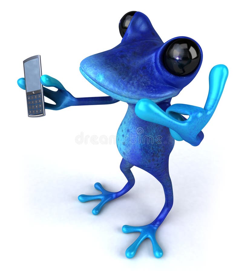 Frog with a mobile phone stock illustration. Illustration of closeup ...