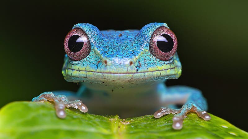 Close Up of a Blue Frog with Big Eyes Stock Illustration - Illustration ...