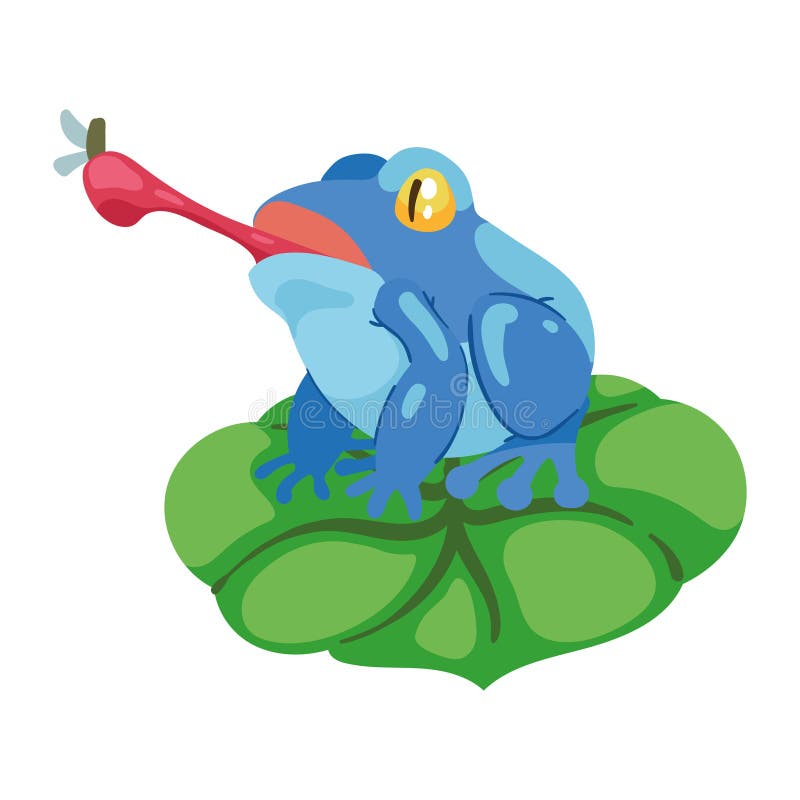 Blue frog eating fly stock vector. Illustration of blue - 271122303