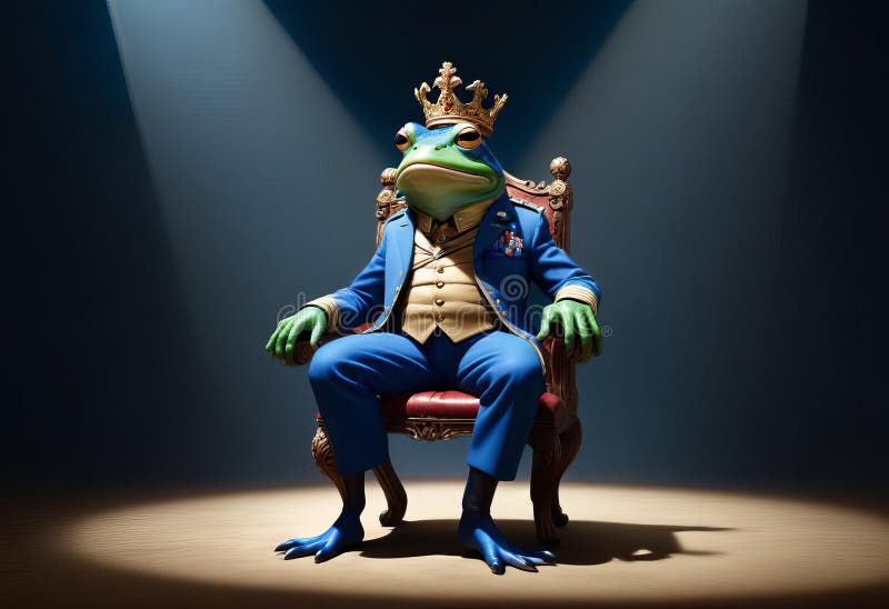Blue Frog King in a Candid Studio Stock Illustration - Illustration of ...