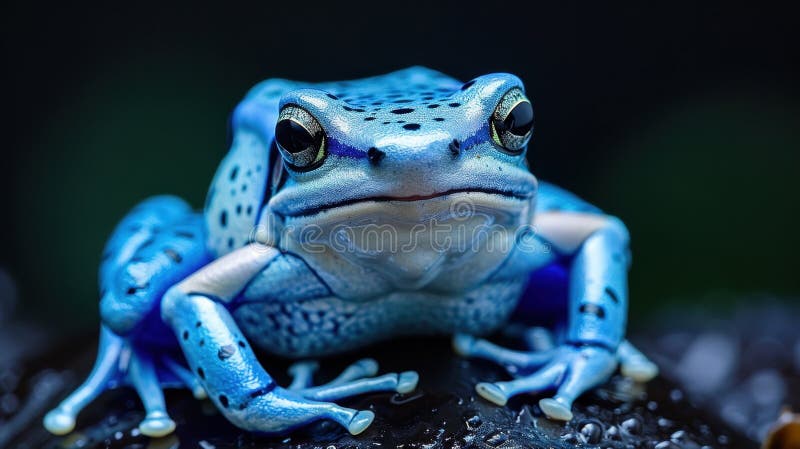 Blue Frog with Poison Dart Isolated on Black Background Stock Photo ...