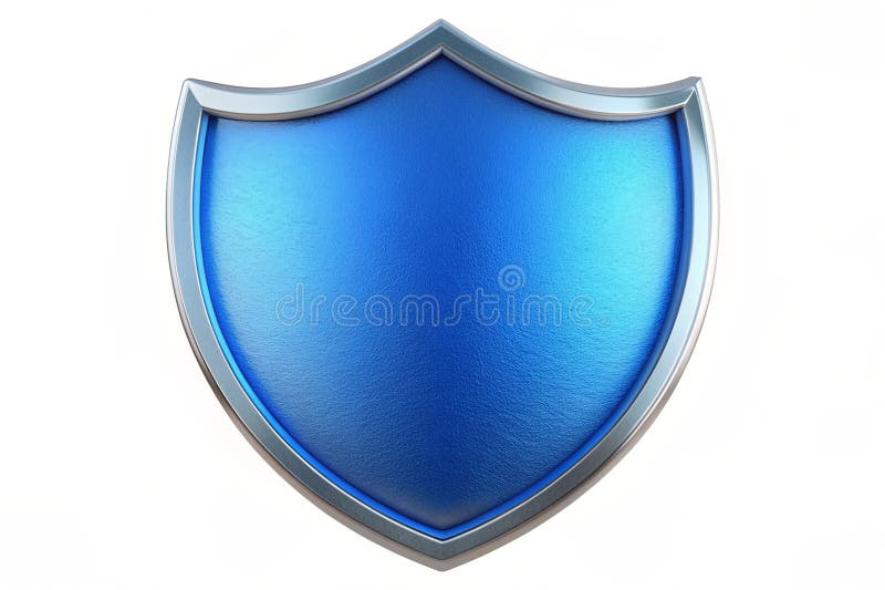 Blue Frosted Glass Secure Shield with Sharp Metallic Border Isolated on ...