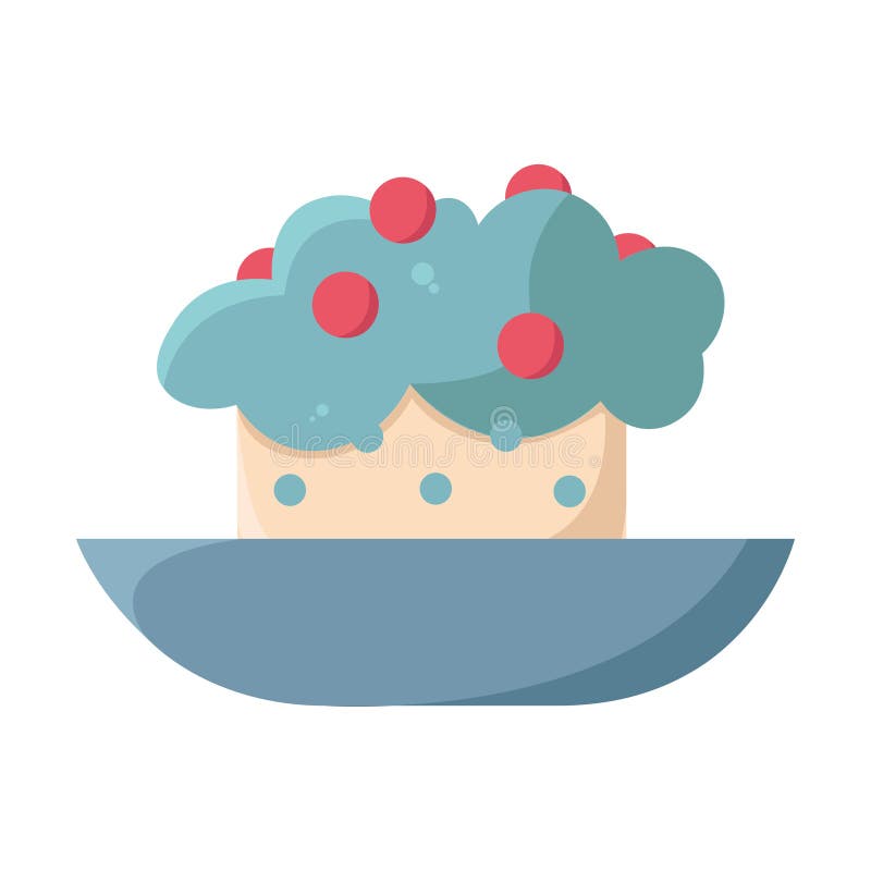Blue Frosting Cupcake. Vector Stock Illustration - Illustration of ...