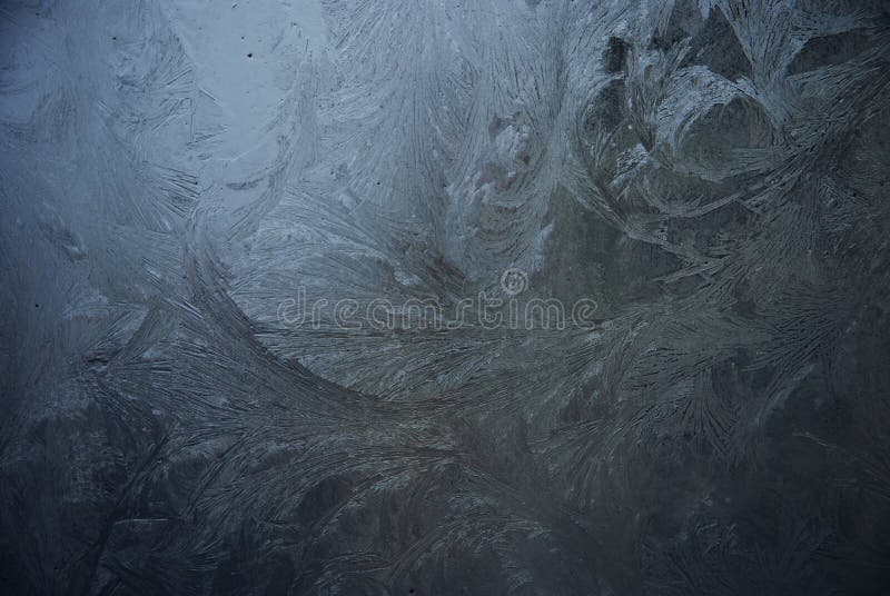 Blue Frosting Window with Ice Stock Photo - Image of landscape ...