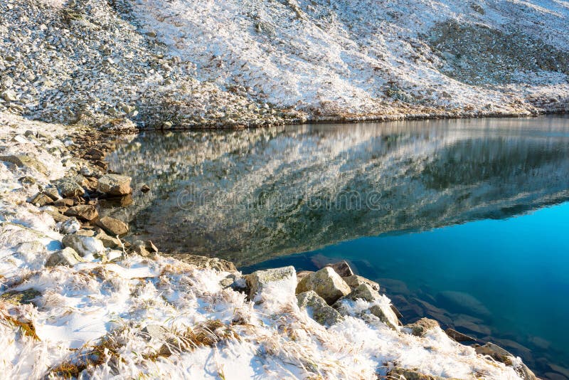 Blue frozen lake stock image. Image of clouds, cool, mountain - 63158921