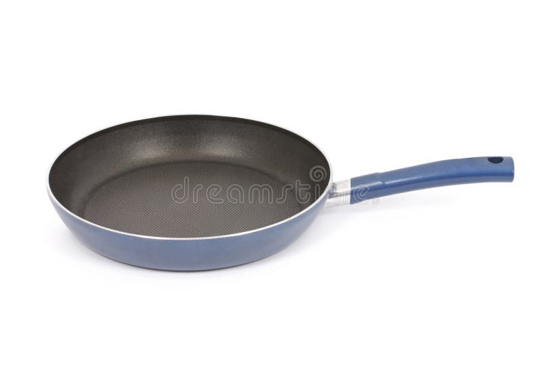 Blue Frying Pan with Ceramic Coating. Stock Image - Image of metal ...