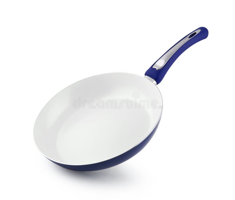 Blue Frying Pan with Nonstick Coating Stock Image - Image of round ...