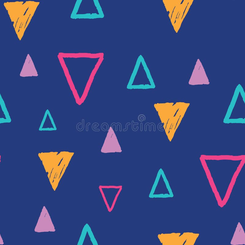 Blue Fun Grunge Triangles on Repeat Pattern Stock Vector - Illustration ...
