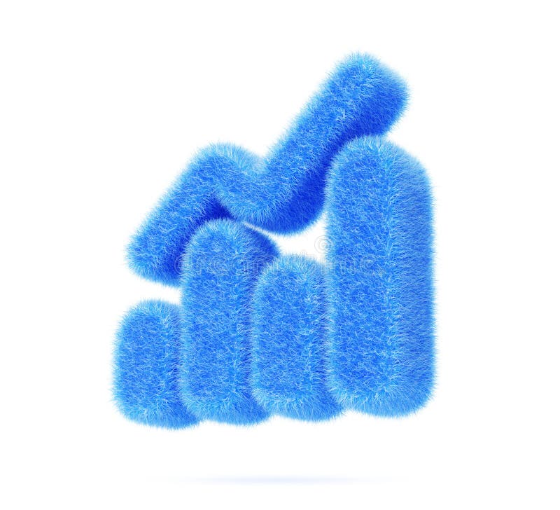 Blue Fur Fluffy Bar Chart or Diagram 3d Icon for Digital Presentation ...