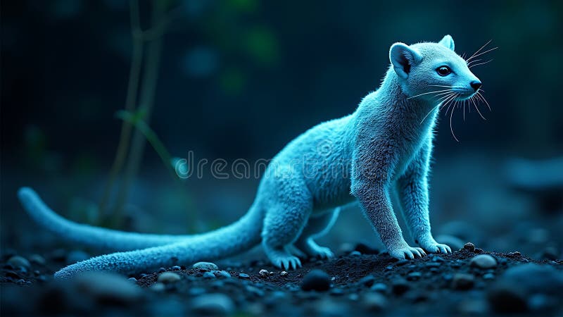Blue Furry Animal in a Dark Forest. Stock Illustration - Illustration ...