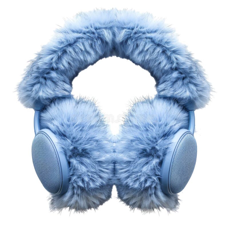 Blue Furry Headphones with Speaker Grills Stock Image - Illustration of ...