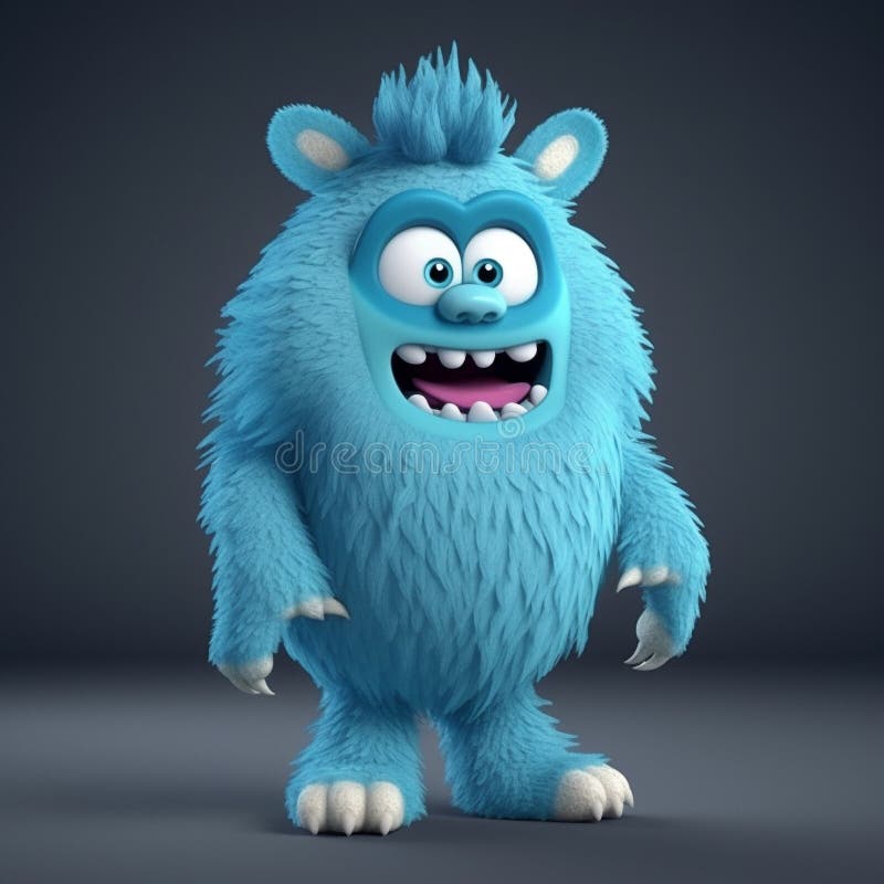 A Blue, Furry Monster. AI Generated Stock Illustration - Illustration ...