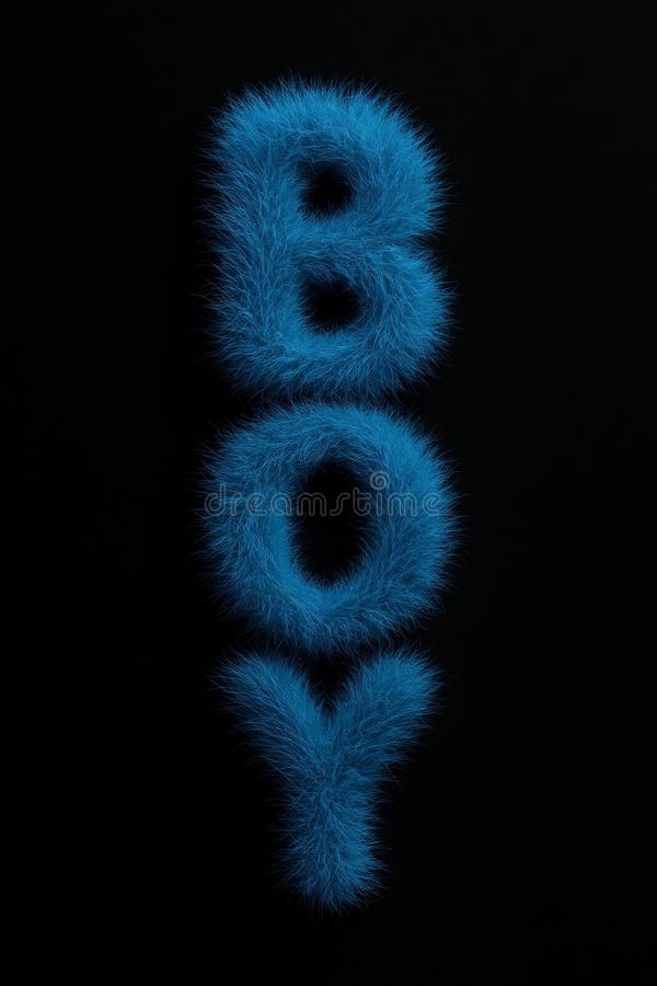 Blue Furry Text Spelling the Word Boy on a Black Background Creates a ...