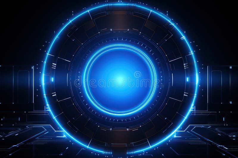Blue Futuristic Circular Interface Technology Concept. Generative AI ...