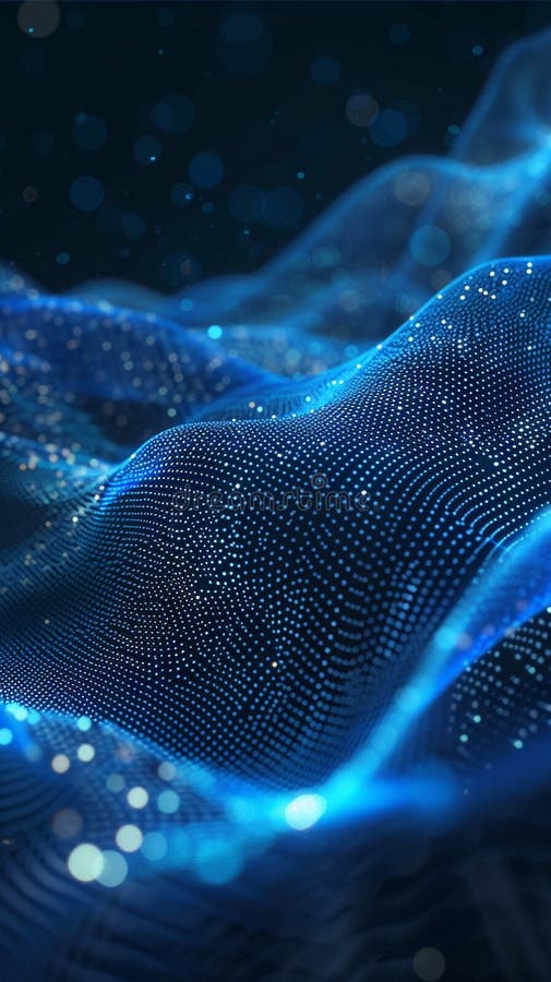 Blue Futuristic Cyber Digital Wave Pattern Stock Illustration ...