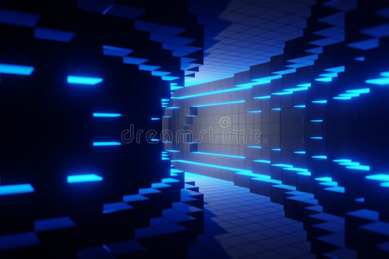 Blue Futuristic Digital Technologic Tunnel Background Animation Stock ...