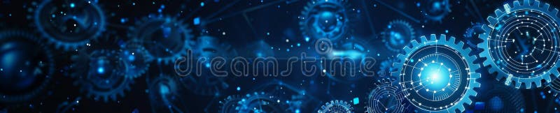 Blue Futuristic Gears Abstract AI and Big Data Concept Technology ...