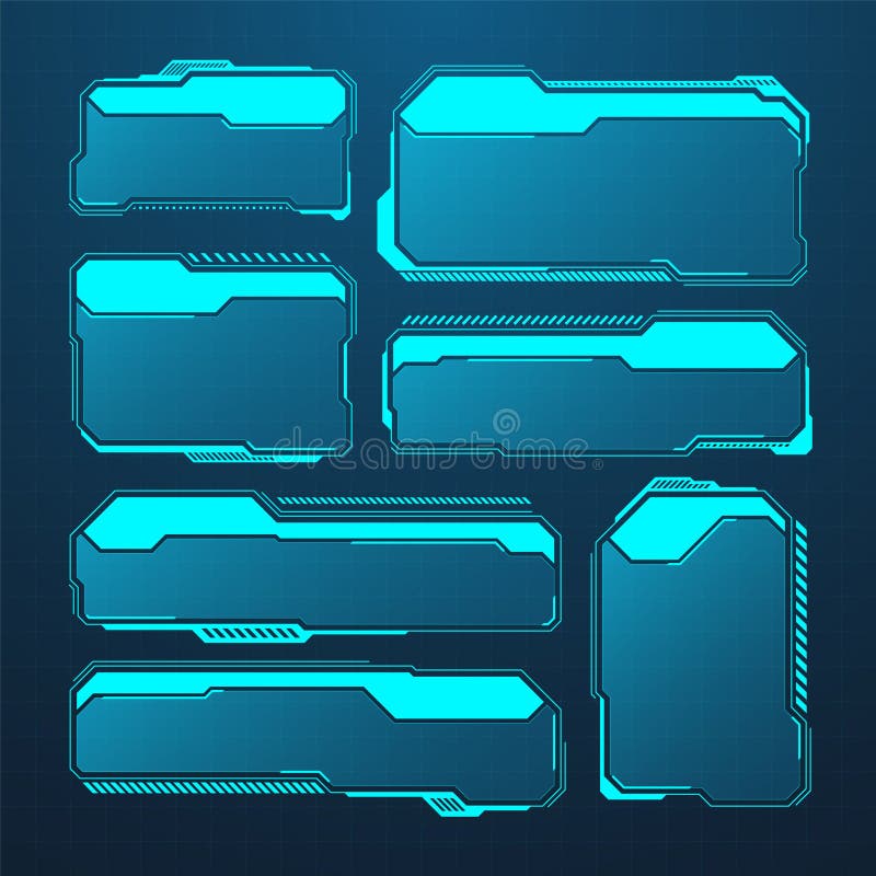 Blue Futuristic HUD or UI Elements. Sci-fi User Interface Text Boxes ...