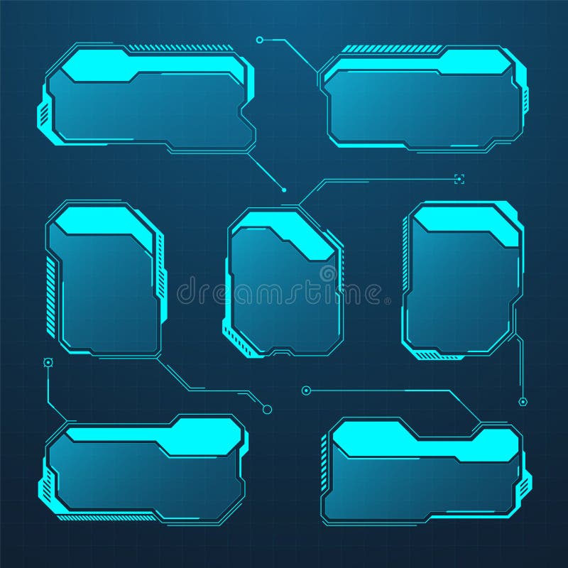 Blue Futuristic HUD or UI Elements. Sci-fi User Interface Text Boxes ...