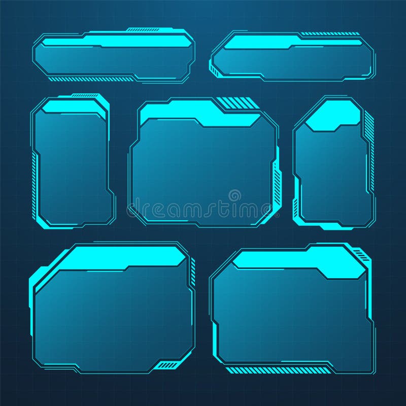 Blue Futuristic HUD or UI Elements. Sci-fi User Interface Text Boxes ...